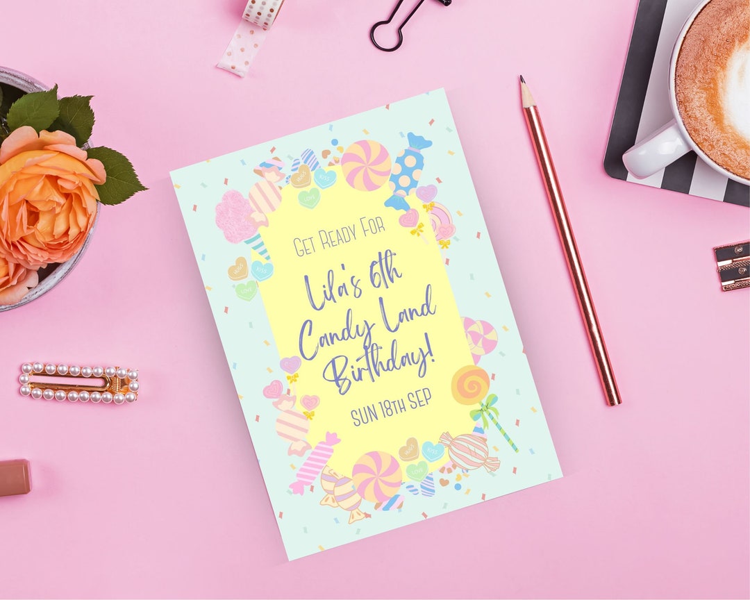 Digital Pastel Candy Land Birthday Invitation | Instant Editable ...