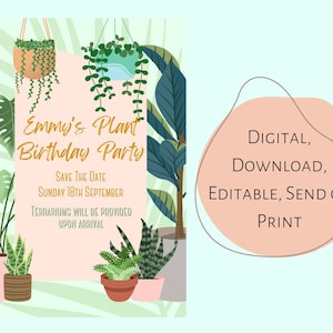 Digital Plant Birthday Invitation | Terrarium Birthday Party Invites ...