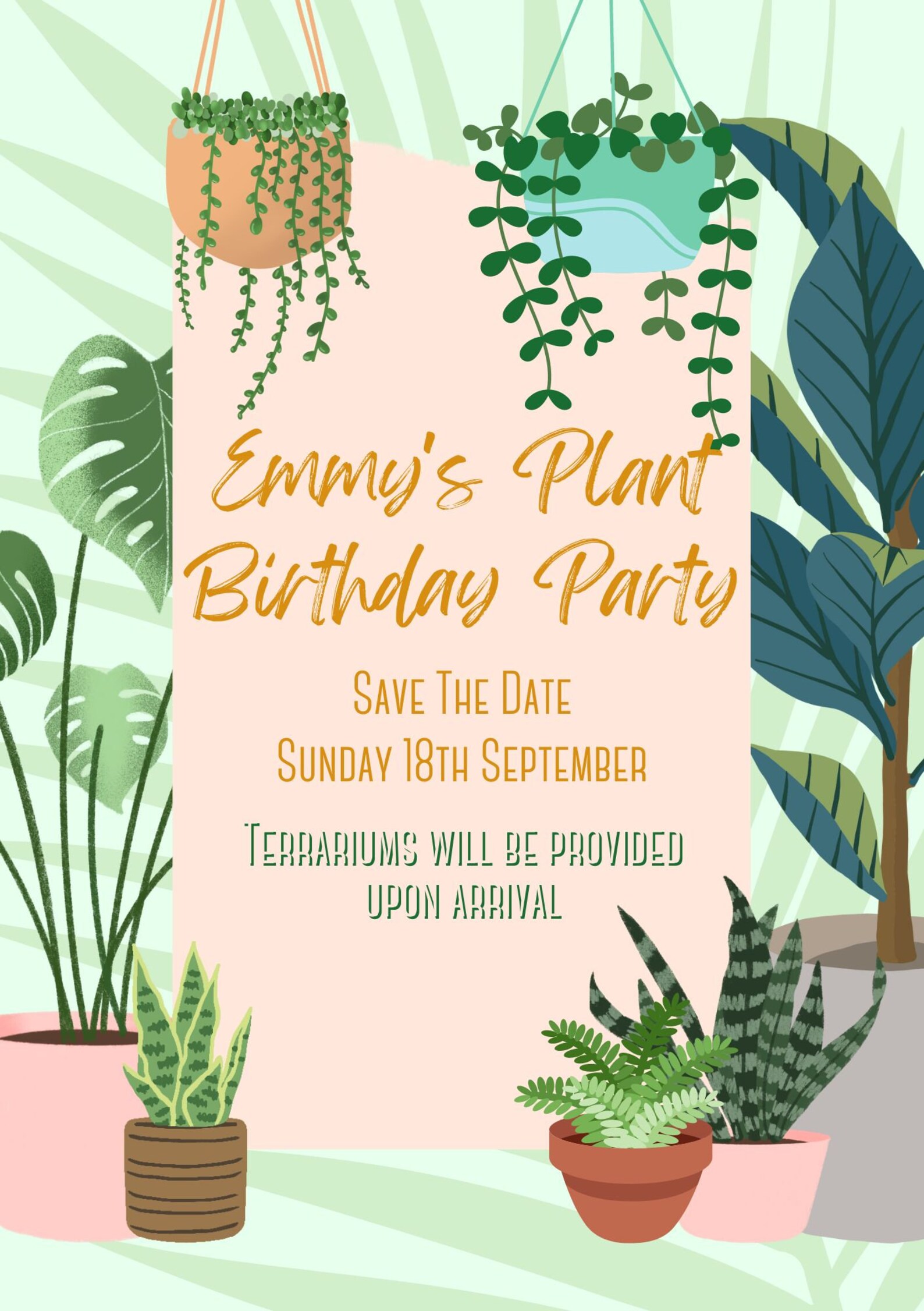 Digital Plant Birthday Invitation | Terrarium Birthday Party Invites ...