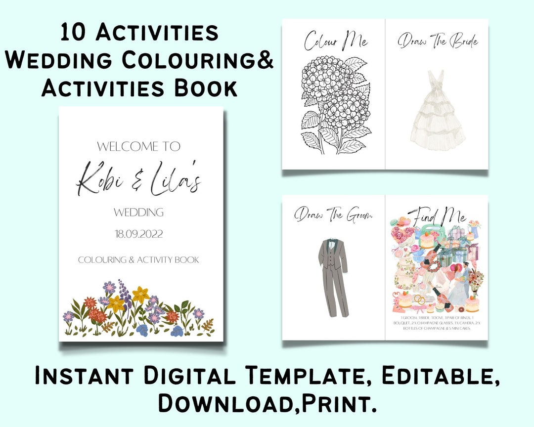 Printable Wedding Coloring Activity Book Wedding Colouring Book ...
