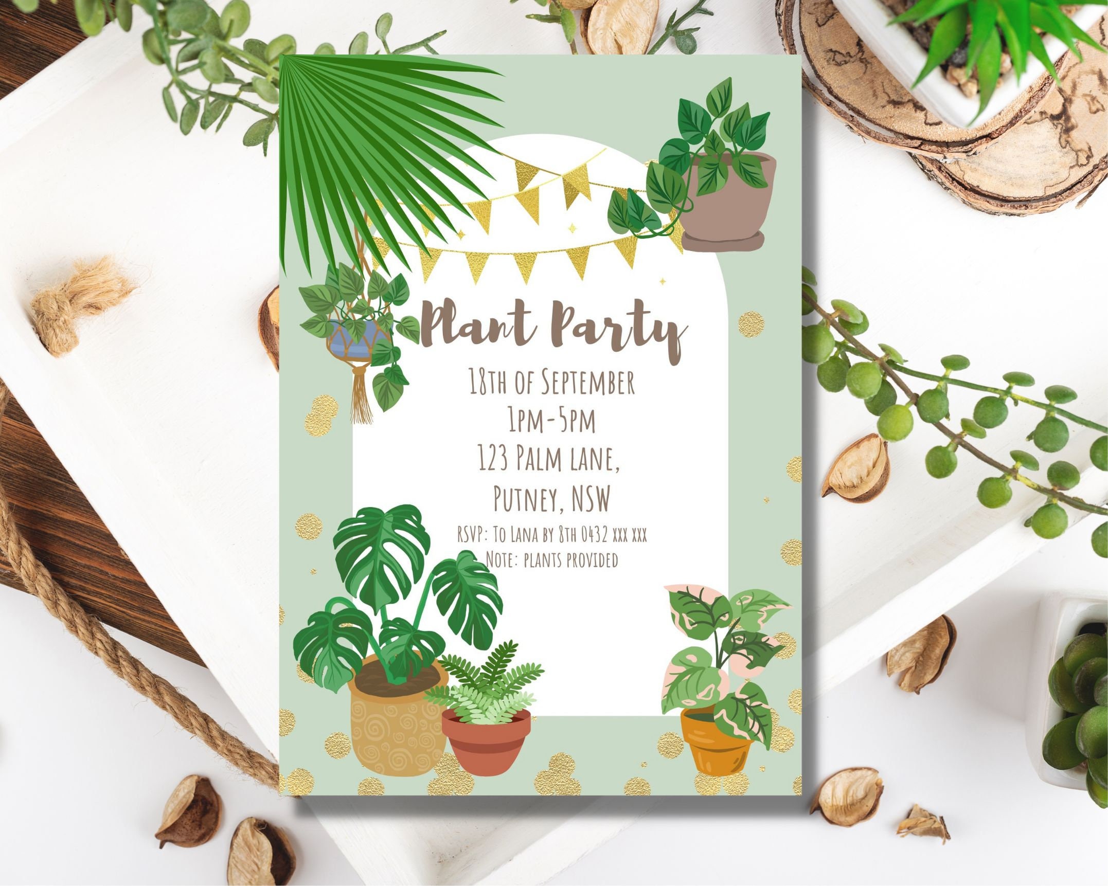 Digital Plant Birthday Invitation & Plant Colouring in Placemat Bundle ...