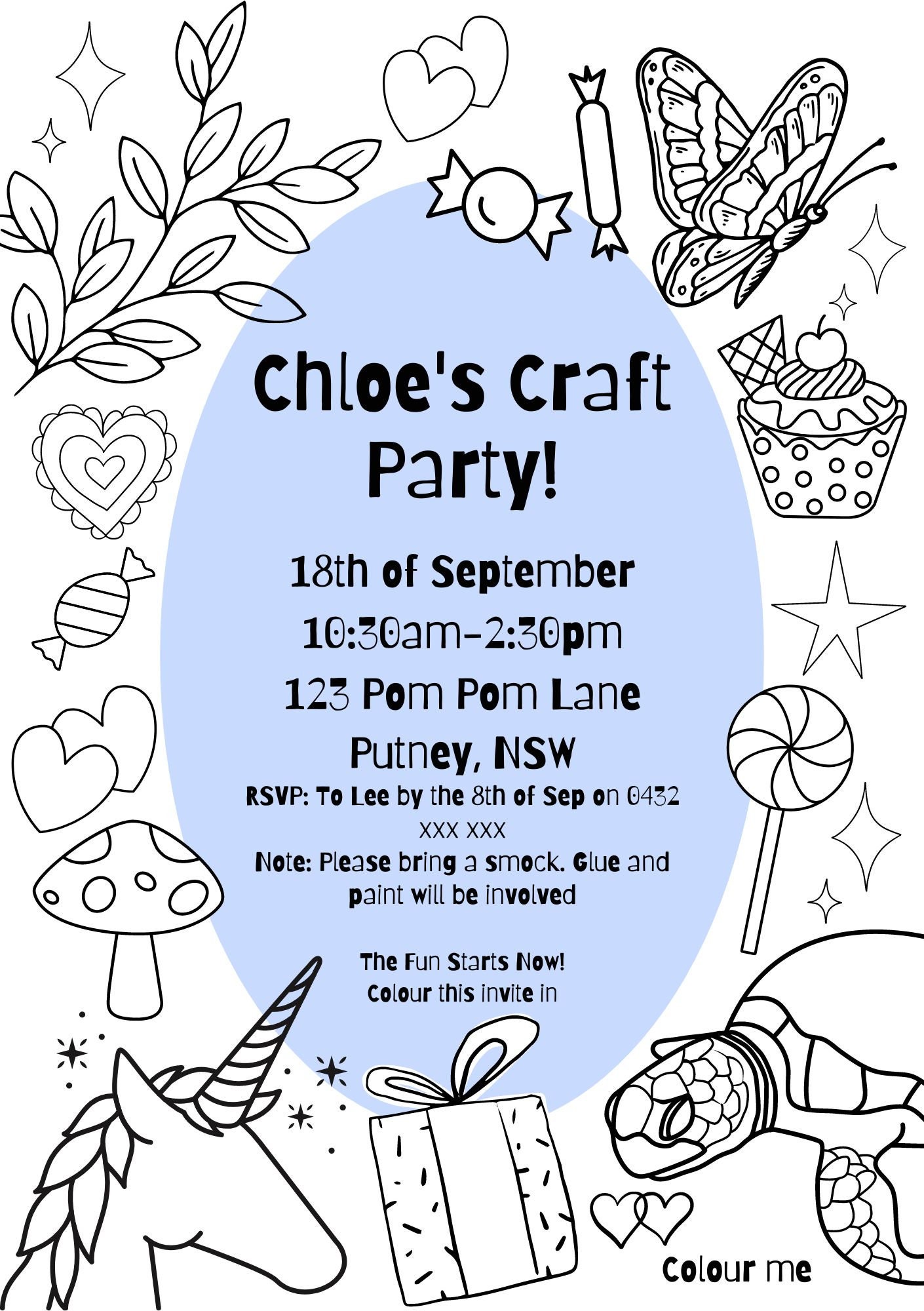 Digital Kids Arts and Craft Birthday Invite | Craft Birthday Party ...