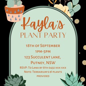 Digital Plant Birthday Invitation | Terrarium Birthday Party Invites ...