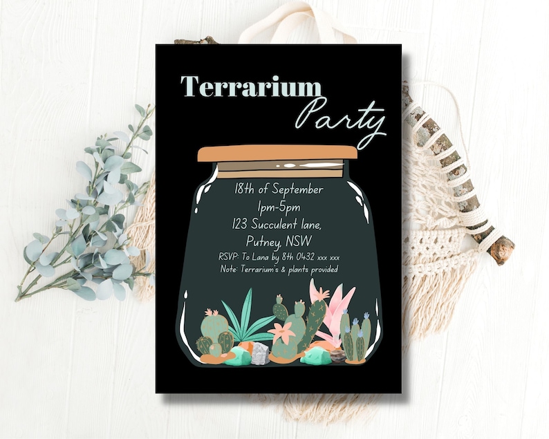 Digital Terrarium Party Birthday Invitation | Plant Birthday Party ...