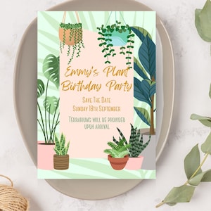 Digital Plant Birthday Invitation | Terrarium Birthday Party Invites ...