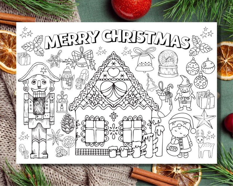 Instant Printable Christmas Colouring Placemat | Nutcracker Christmas ...