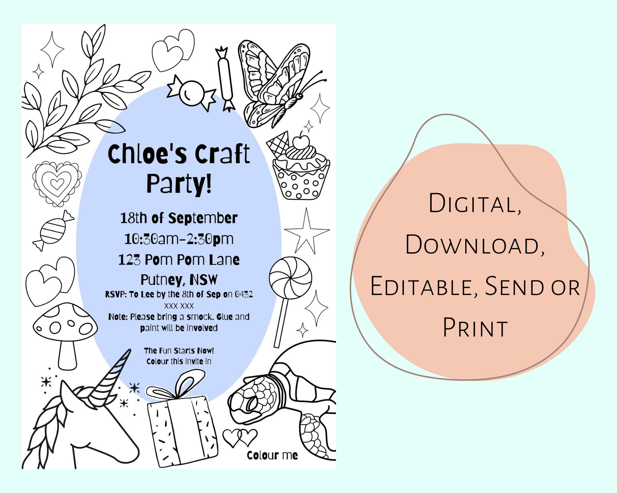 Digital Kids Arts and Craft Birthday Invite Craft Birthday - Etsy