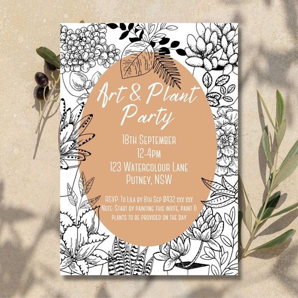 Art Birthday Invite - Etsy