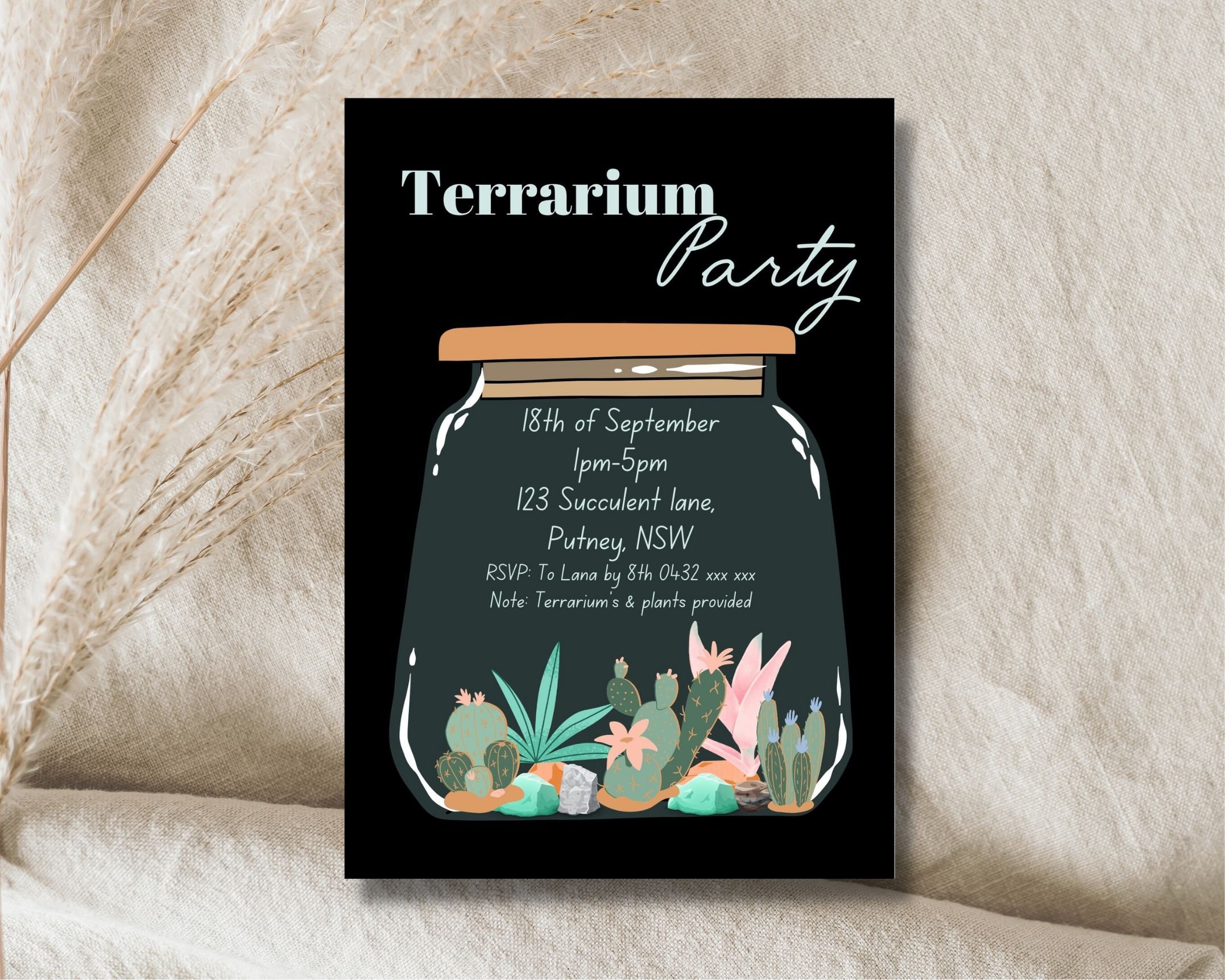 Digital Terrarium Party Birthday Invitation | Plant Birthday Party ...