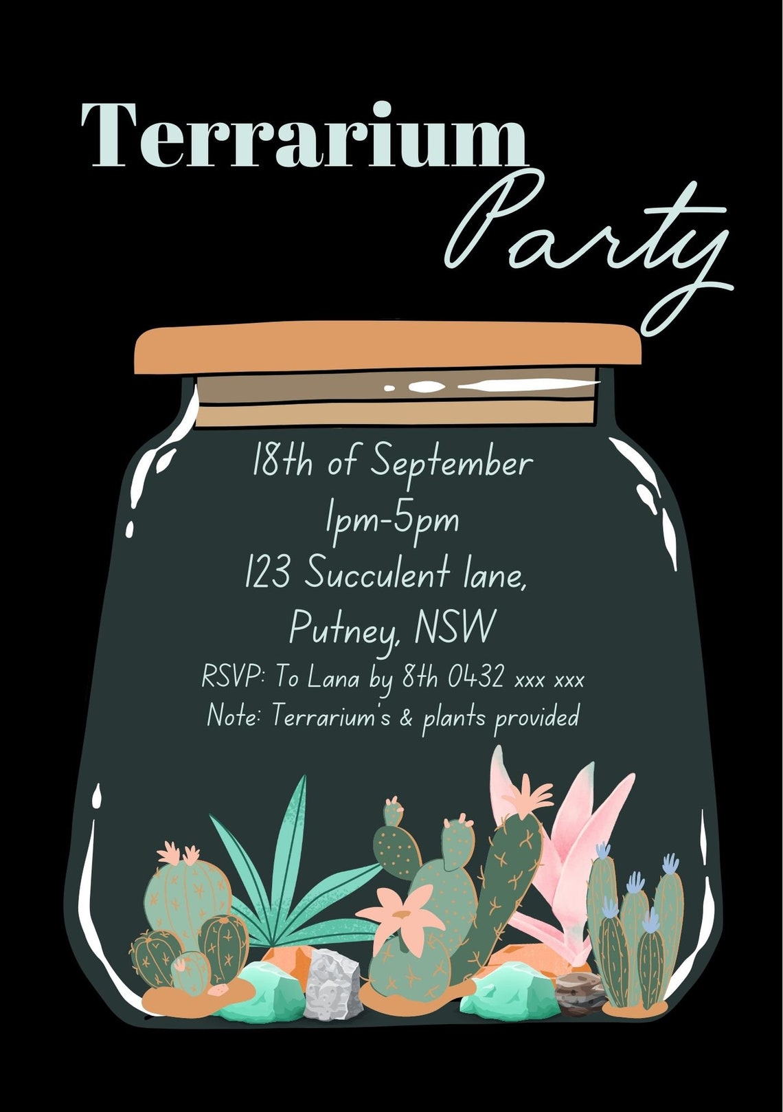 Digital Terrarium Party Birthday Invitation | Plant Birthday Party ...