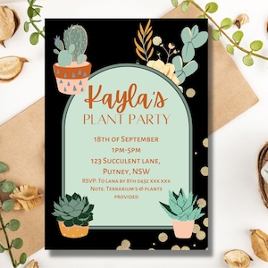 Digital Plant Birthday Invitation Terrarium Birthday Party Invites ...