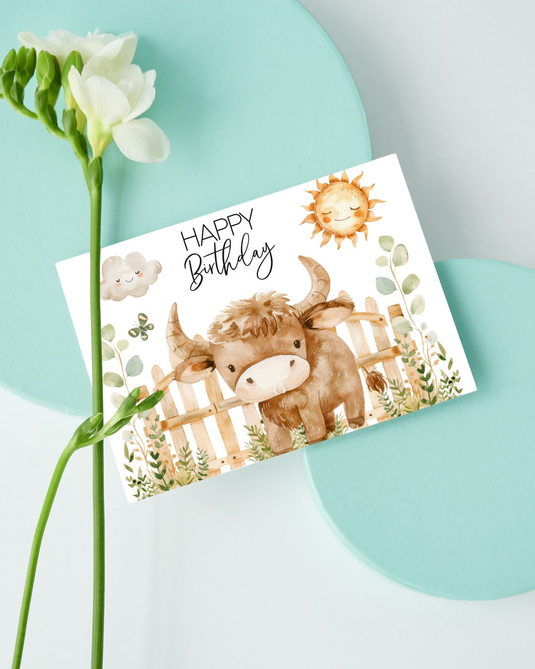 Highland Cattle Card DIN A6, Happy Birthday, Congratulations Card ...