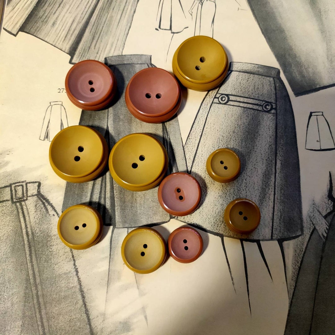 4 Concave Buttons, Matte Interior and Shiny Exterior. Yellow Button ...