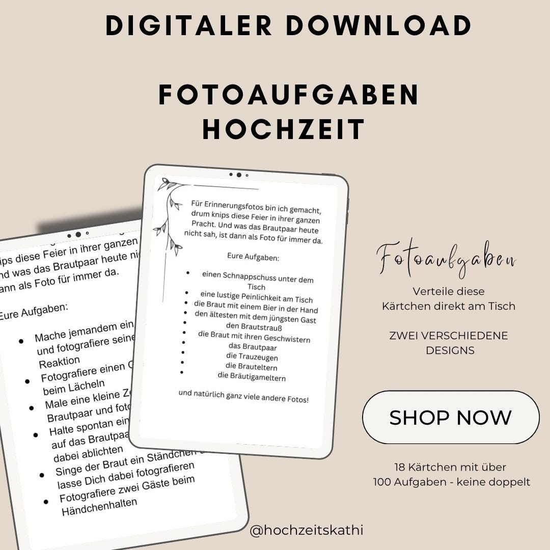 Wedding Photo Tasks PDF | 100+ Creative Wedding Tasks on 18 Cards ...