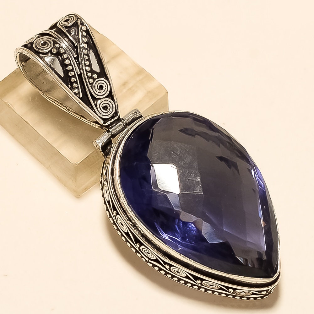 Iolite Pendant Iolite Jewelry 925 Sterling Silver Plated | Etsy