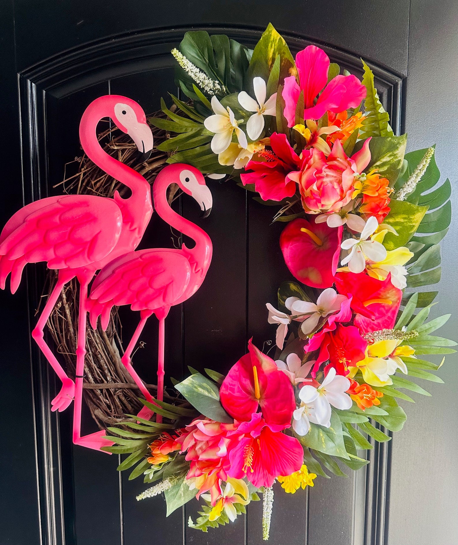Flamingo Wreath, Tropical Wreath, Wreath for Front Door, Summer Wreath ...