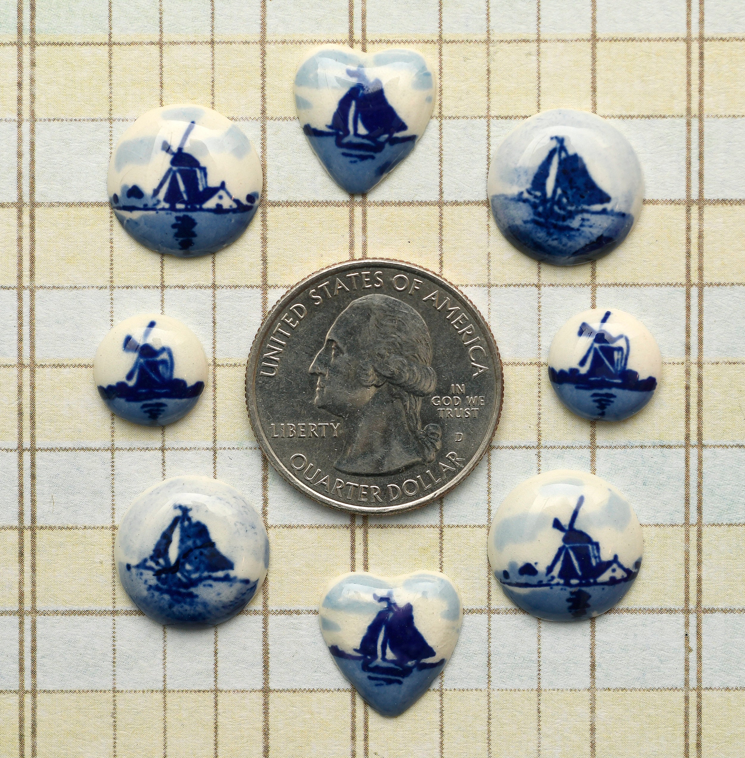 4 Vintage Delft Holland Porcelain Cabochons - Your Choice of Styles - Etsy