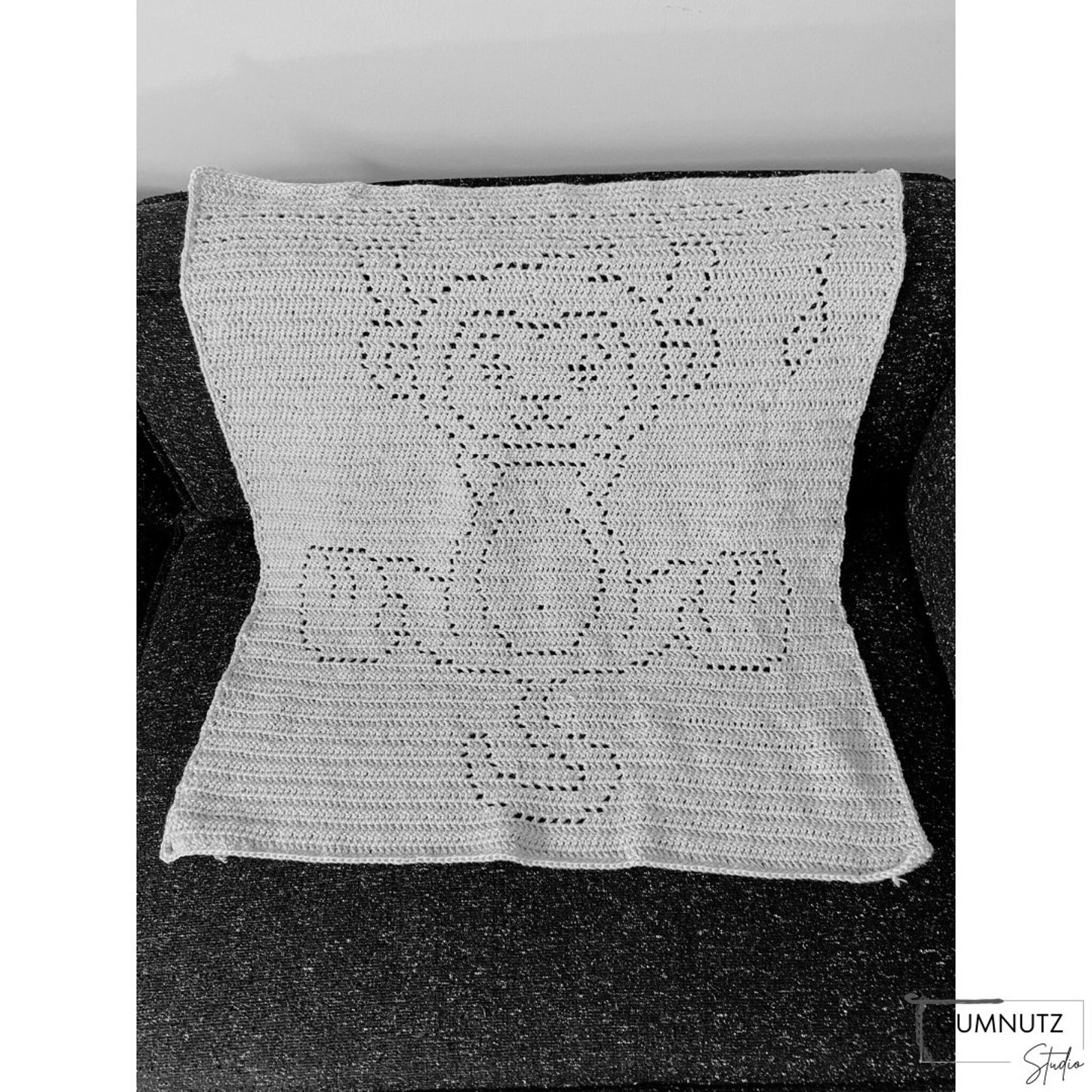 Filet Crochet Baby Blanket Pattern: Monkey Swings Design (PDF Pattern ...