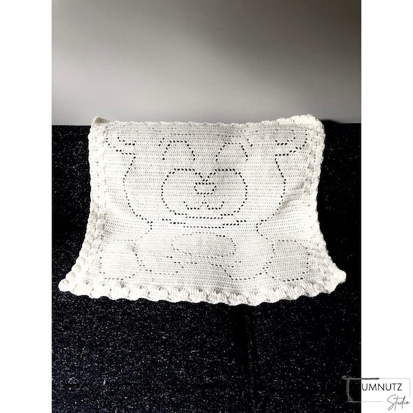 Teddy Bear Filet Crochet Blanket - Etsy