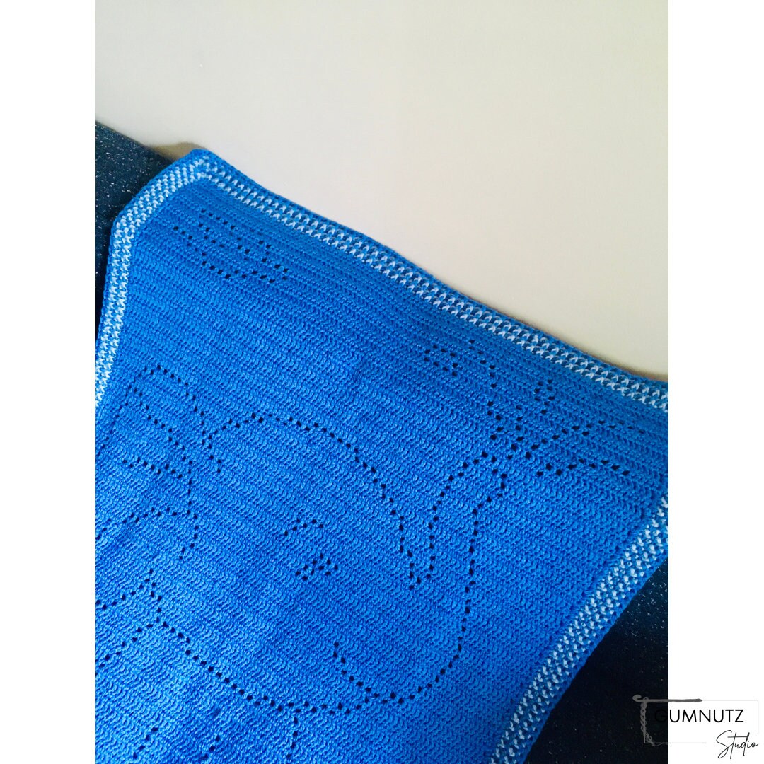 Filet Crochet Baby Blanket Digital Pattern “playful Baby Elephant ...