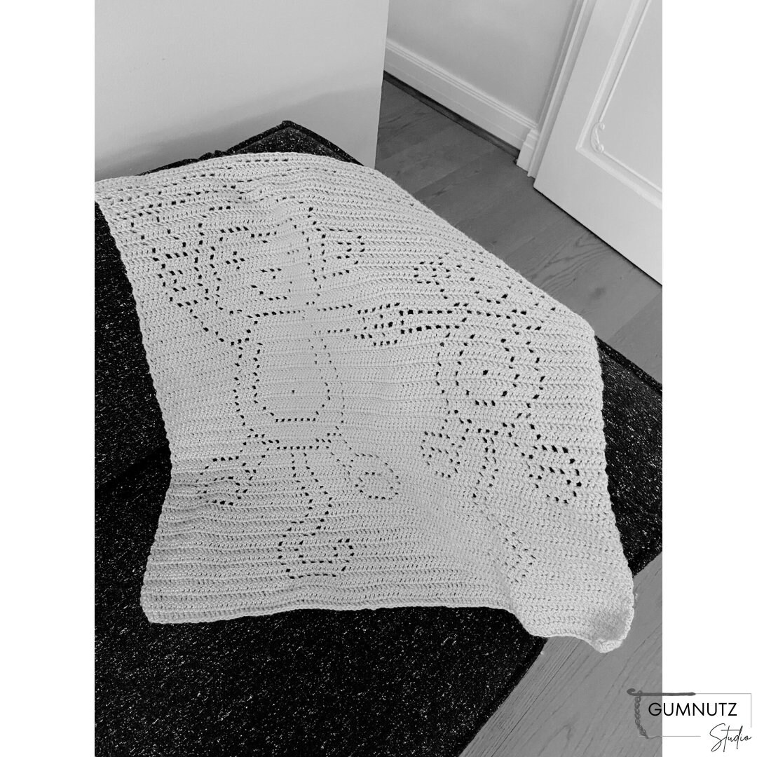 Filet Crochet Baby Blanket Digital Pattern monkeys Double Trouble Baby ...