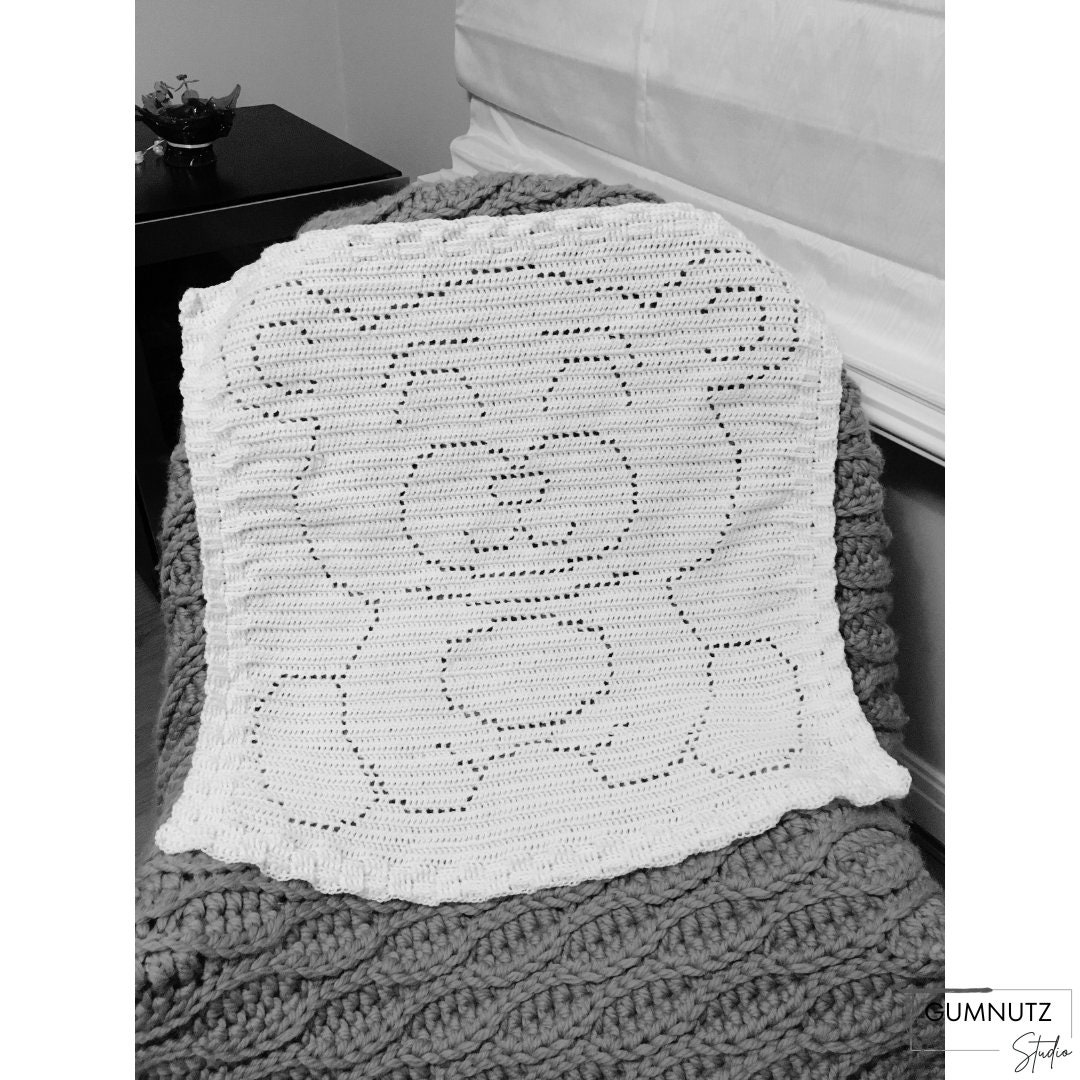 Teddy Bear Filet Crochet Baby Blanket Pattern (PDF Download) - Etsy