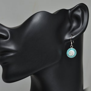 SUVANI Sterling Silver Turquoise and Shiva Eye Shell Inlay Round Dangle ...