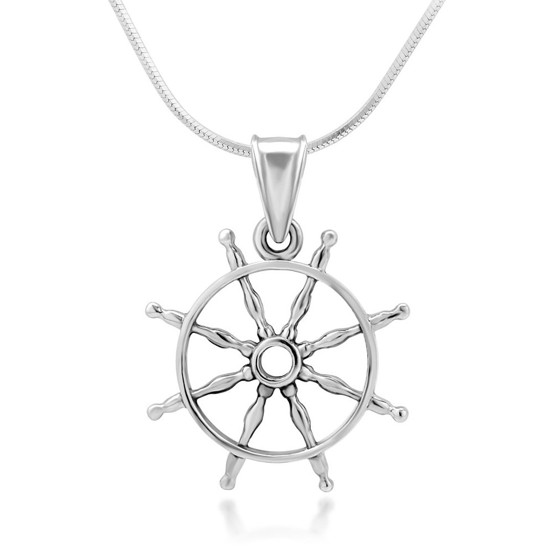 SUVANI 925 Sterling Silver Navy Sailor Ship Wheel Open Seas Pendant ...