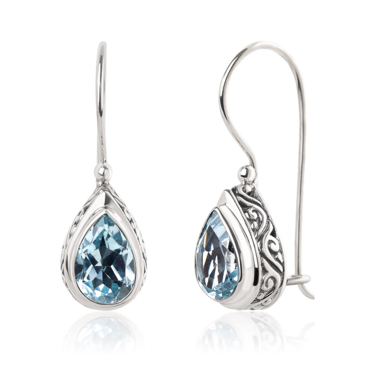 SUVANI Sterling Silver Filigree Bali Inspired Blue Topaz - Etsy