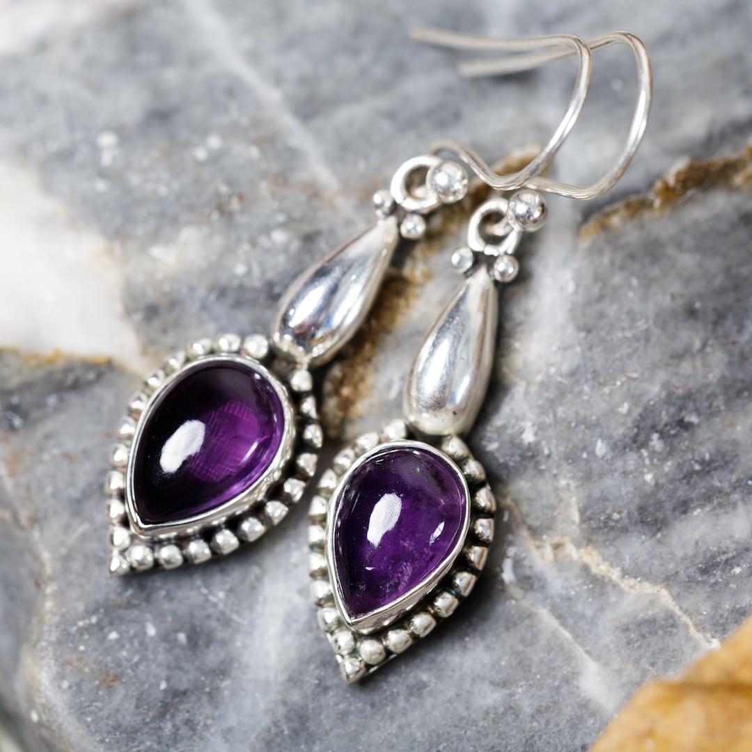 Suvani Sterlingsilber Lila Amethyst Edelstein Tropfen Vintage Design ...