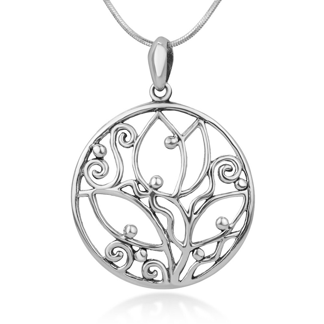 SUVANI 925 Sterling Silver Open Filigree Tulip Flower Leaves Abstract ...
