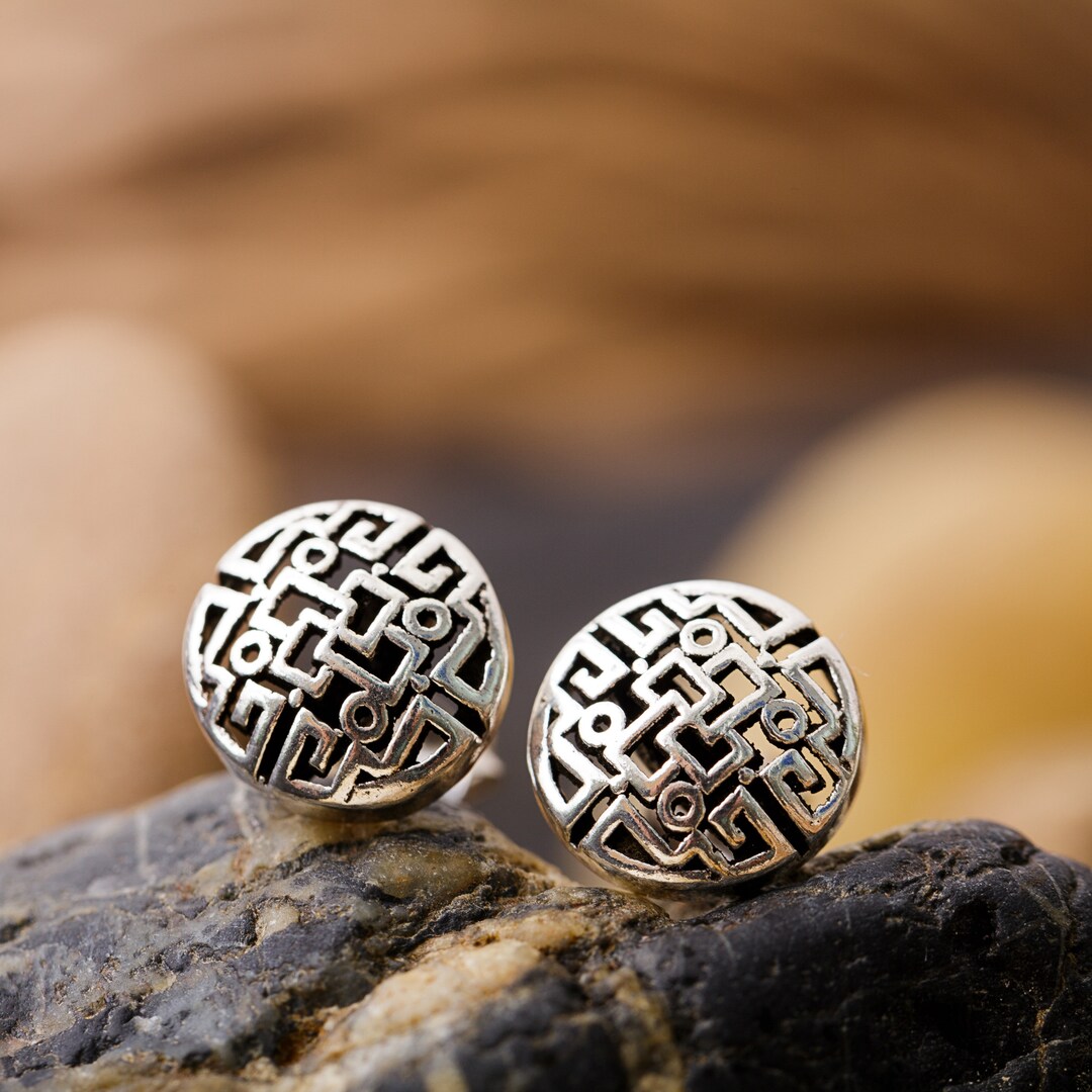 SUVANI Oxidized Sterling Silver Chinese Inspired Filigree 10 Mm Post ...
