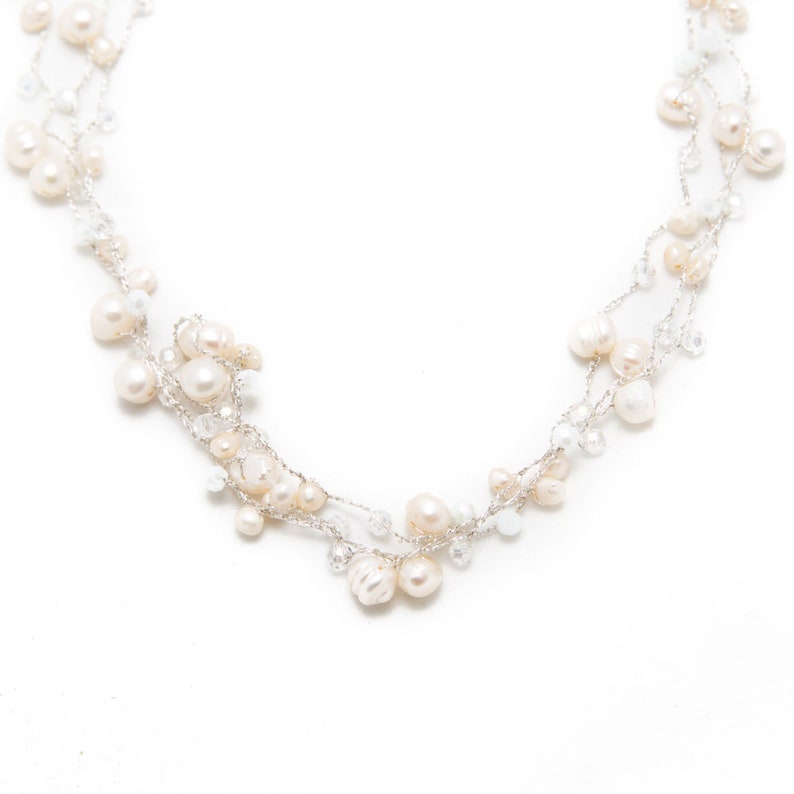 SUVANI Genuine Cultured Freshwater Pearl Three 3 Strand Silk - Etsy