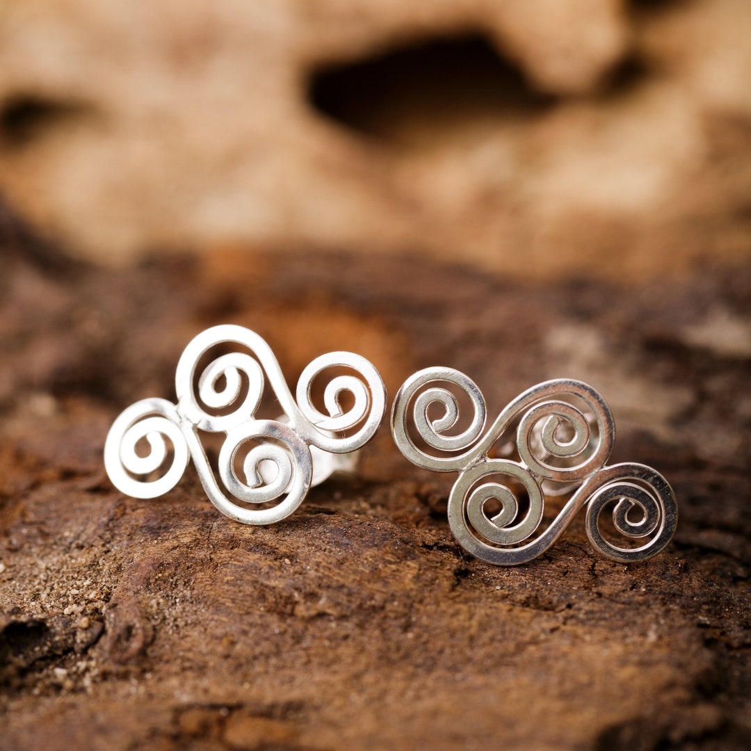 SUVANI 925 Sterling Silver Tribal Celtic Knots Double Spirals Ancient ...