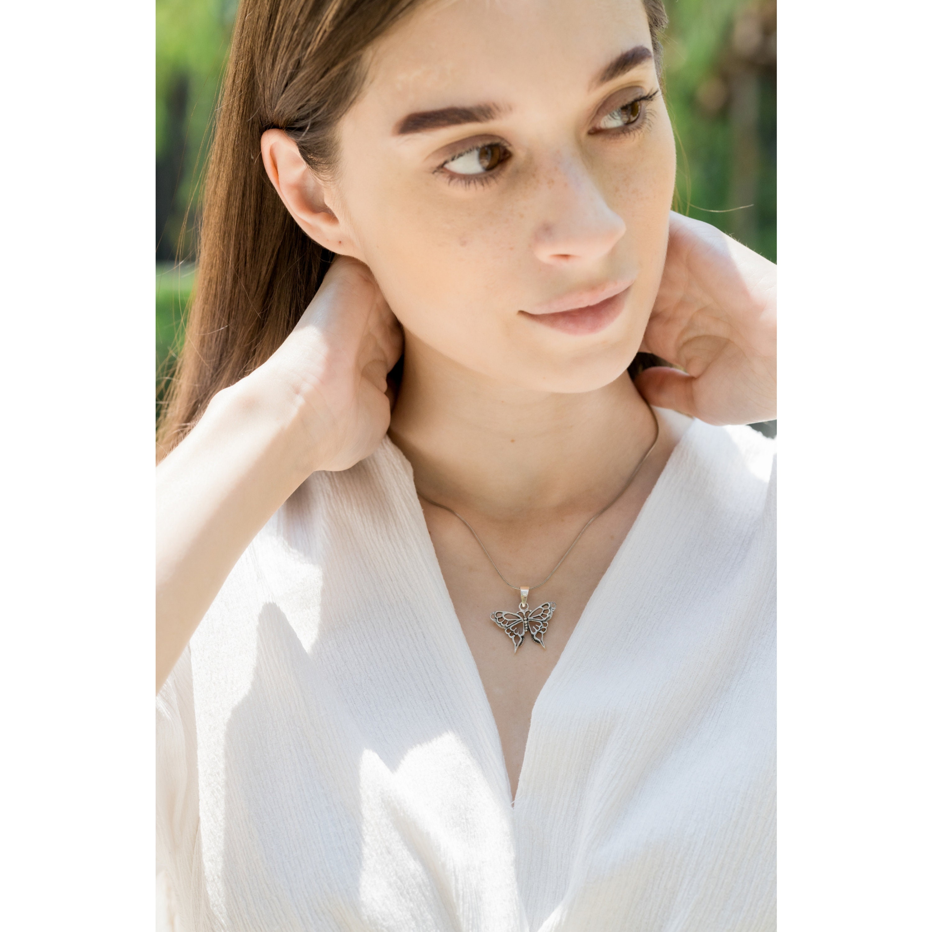 SUVANI 925 Sterling Silver Open Celtic Butterfly Pendant Necklace, 18 ...