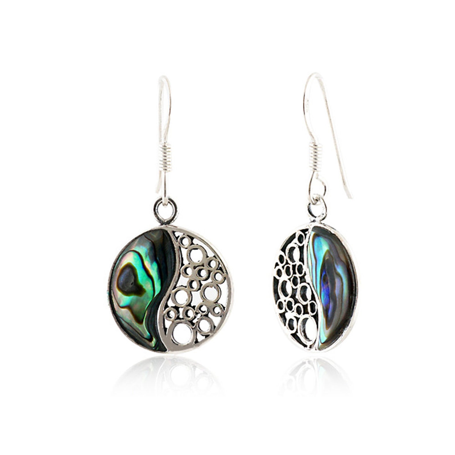 SUVANI 925 Sterling Silver Natural Abalone Shell Inlay Yin Yang Dangle ...