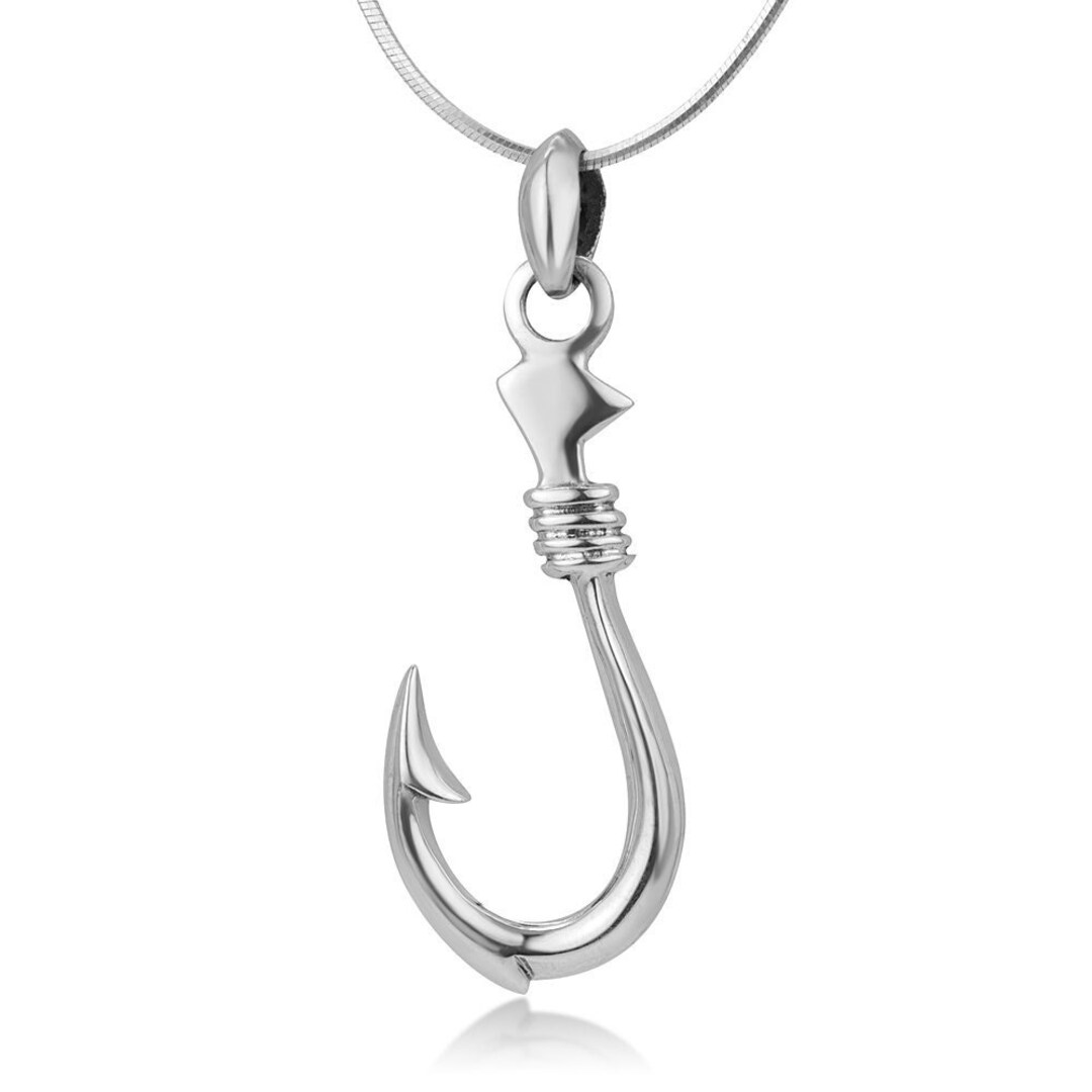 SUVANI 925 Sterling Silver Fish Hook Fishing Fishhook Unisex Pendant ...