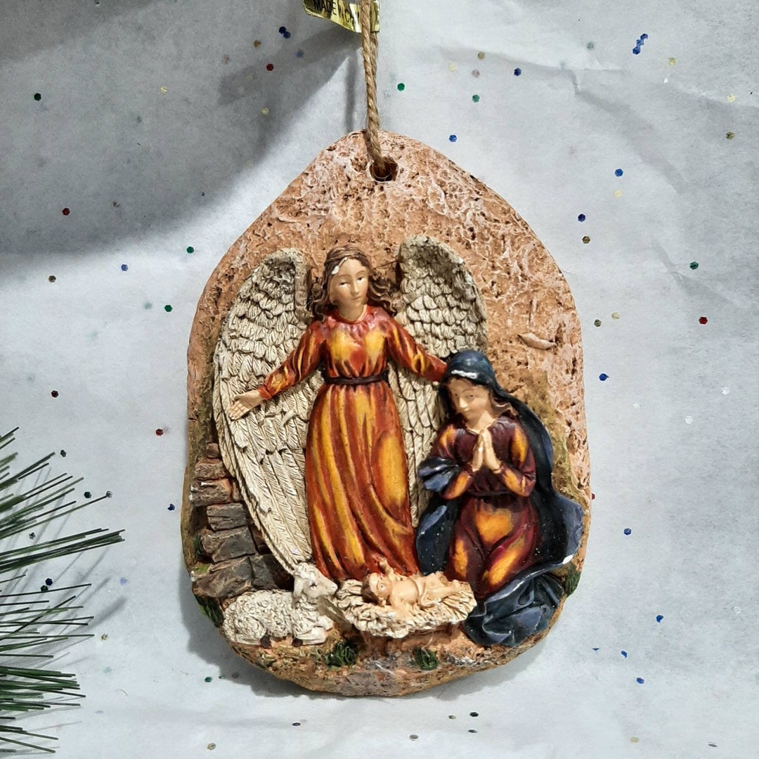 Nativity Paper Mache Scene, Holly Mary and Baby Jesus - Etsy