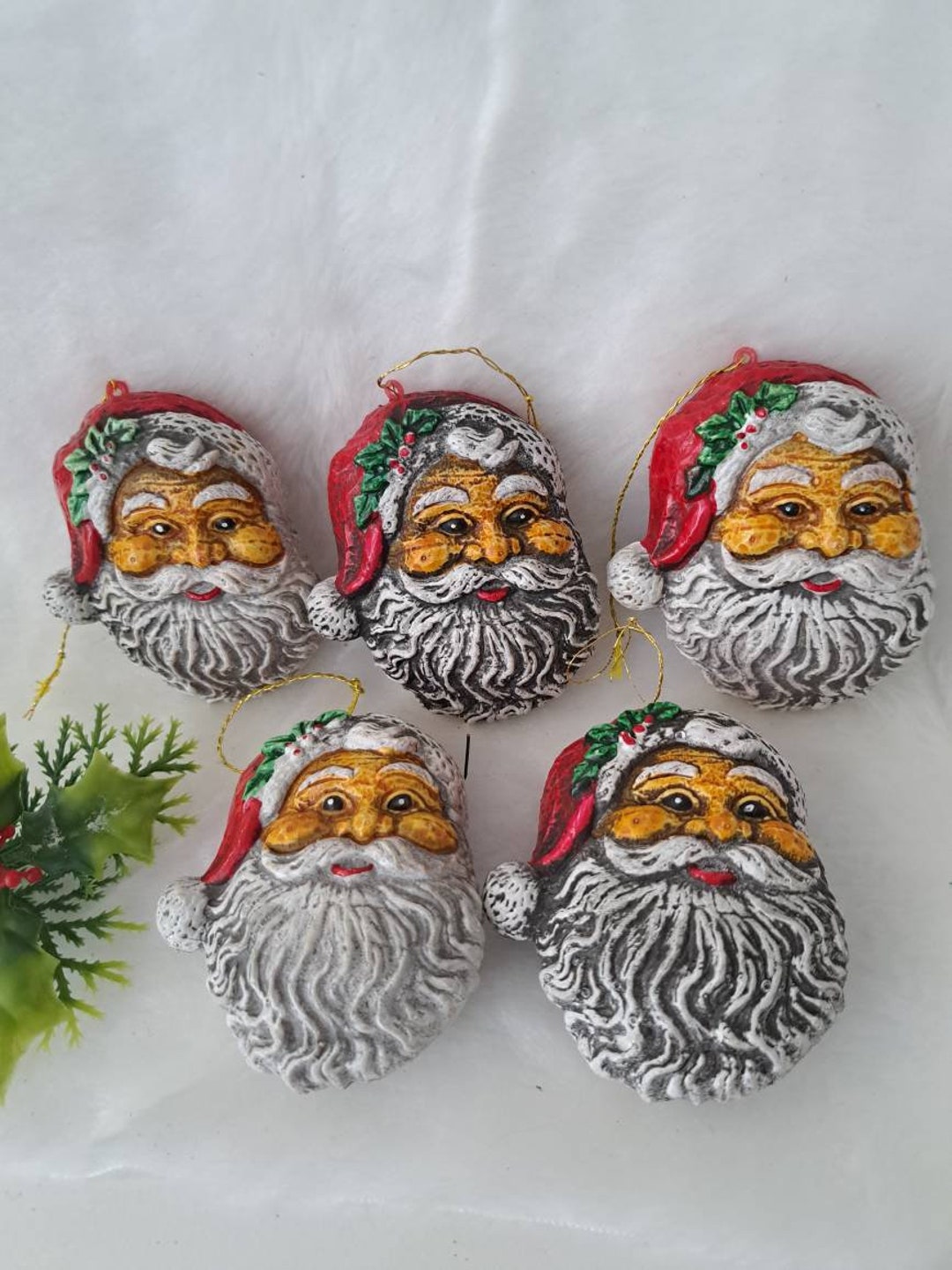 Vintage Plastic Santa Head Ornaments - Etsy