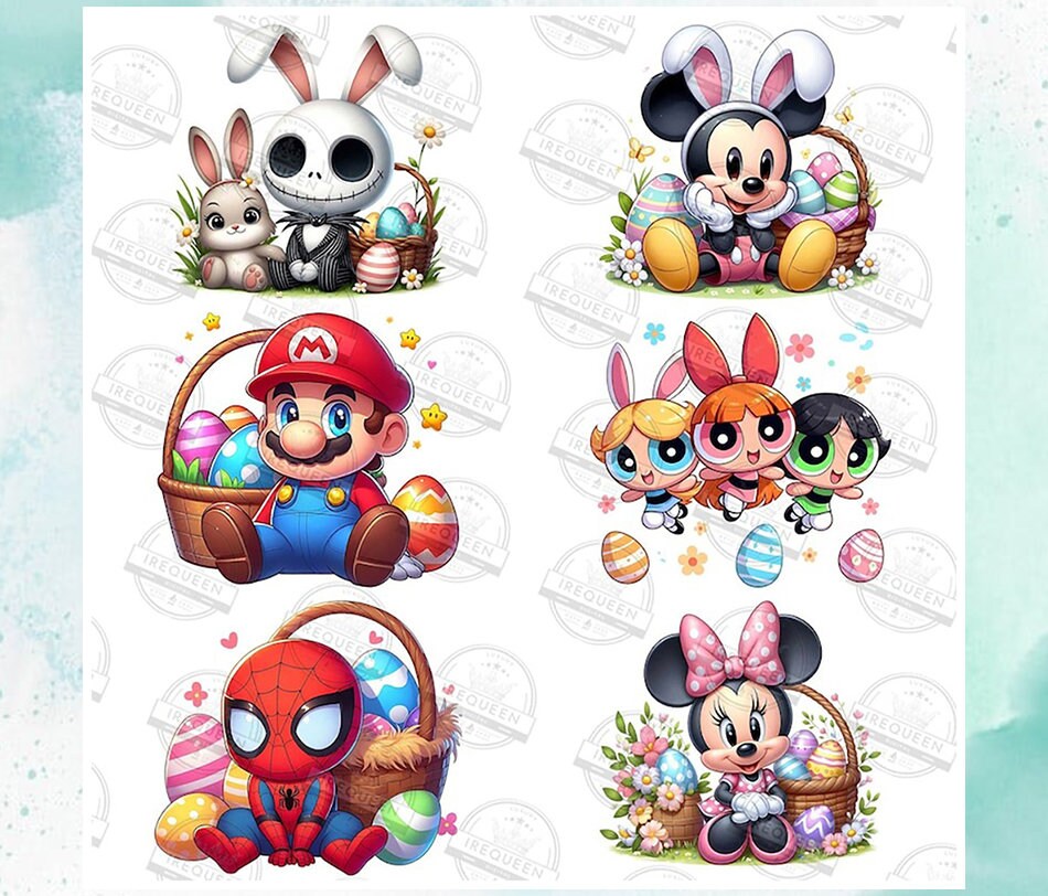 10 Cartoon Easter Character Png Bundle, Spring Easter Png, Happy Easter ...