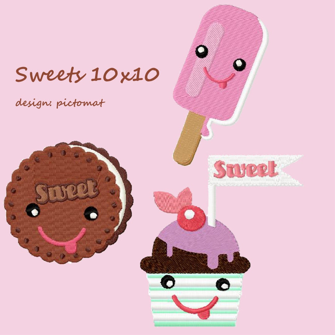 Sweets-embroidery File Ice Cream, Biscuit, Sundae - Etsy