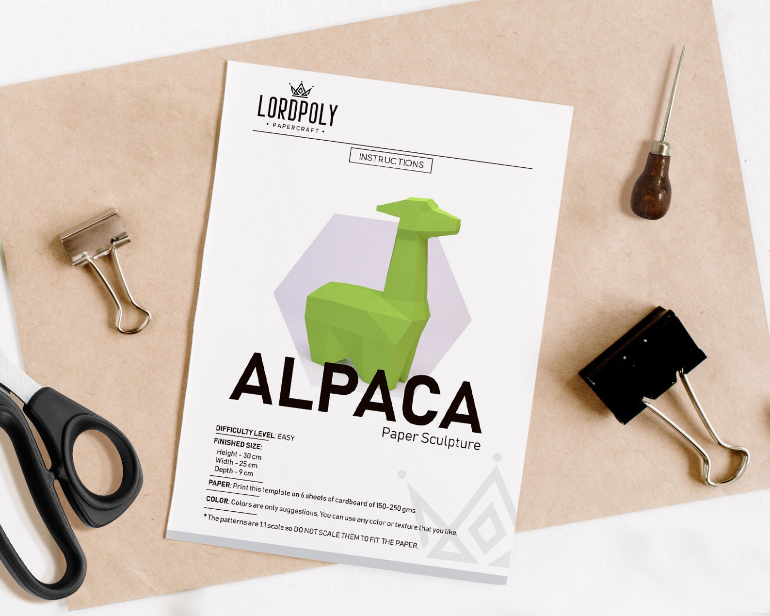 Alpaca Sculpture, Papercraft Animals, Alpaca Wall Art, Paper Sculpture ...