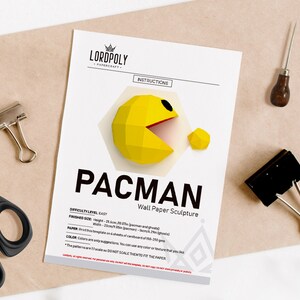 Pacman Wall Art, Pacman Sculpture, Wall Decor, Paper Sculpture, Low ...