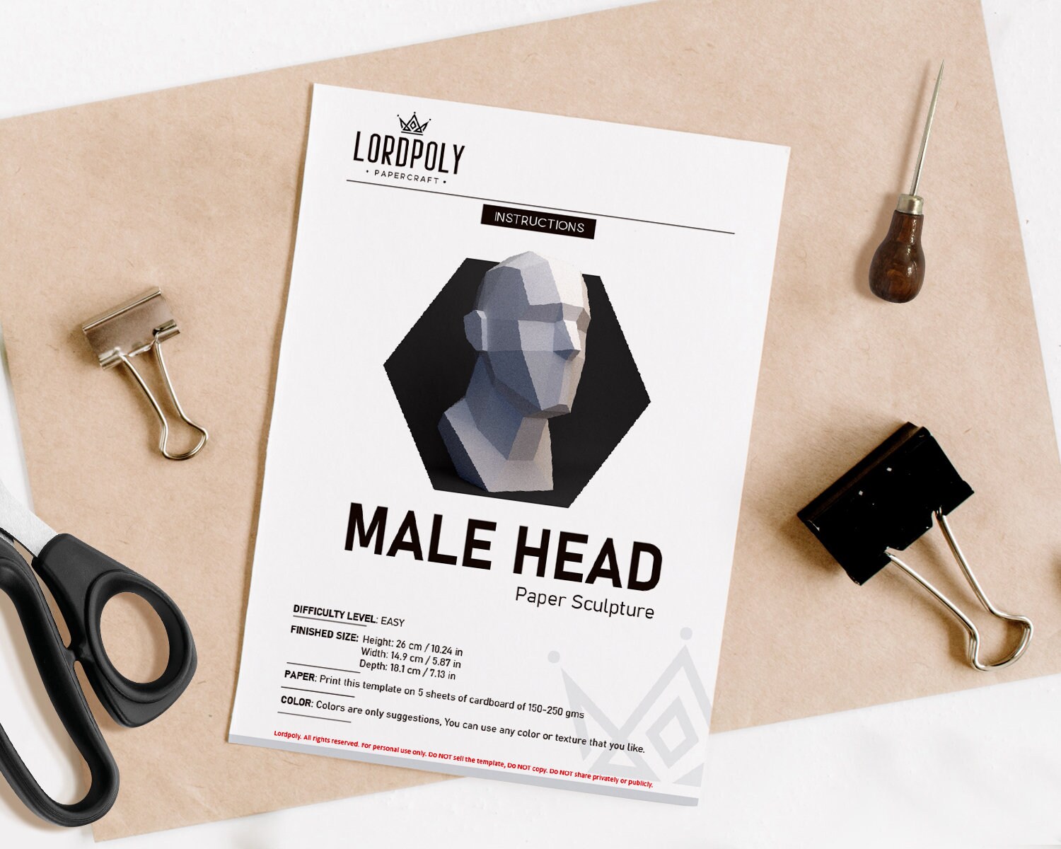 Male Head planes Head sculpture Paper sculpture Low Poly | Etsy