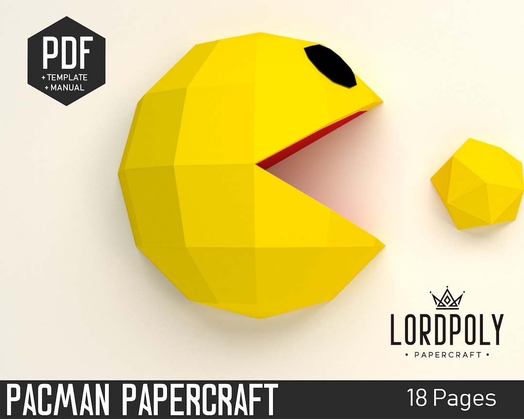 Pacman Wall Art, Pacman Sculpture, Wall Decor, Paper Sculpture, Low ...