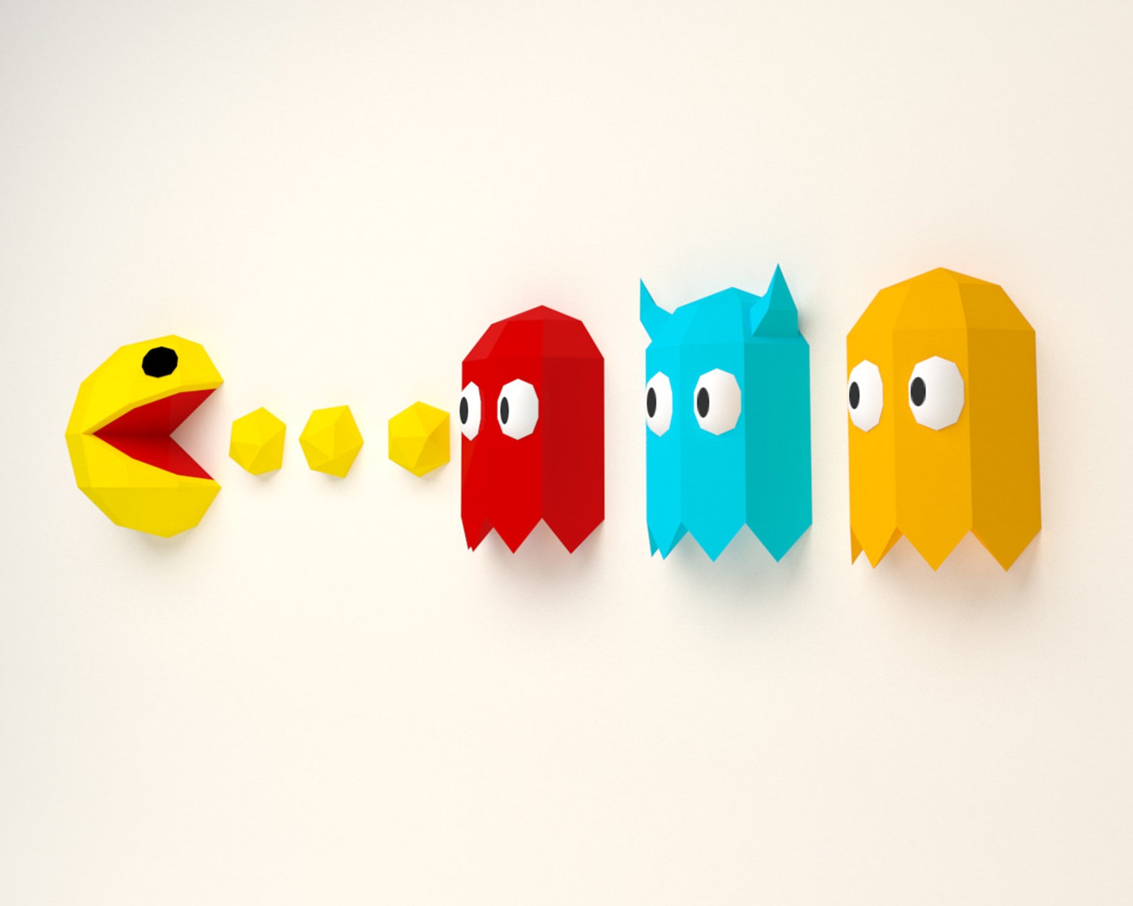 Pacman Wall Art, Pacman Sculpture, Wall Decor, Paper Sculpture, Low ...