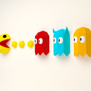 Pacman Wall Art, Pacman Sculpture, Wall Decor, Paper Sculpture, Low ...