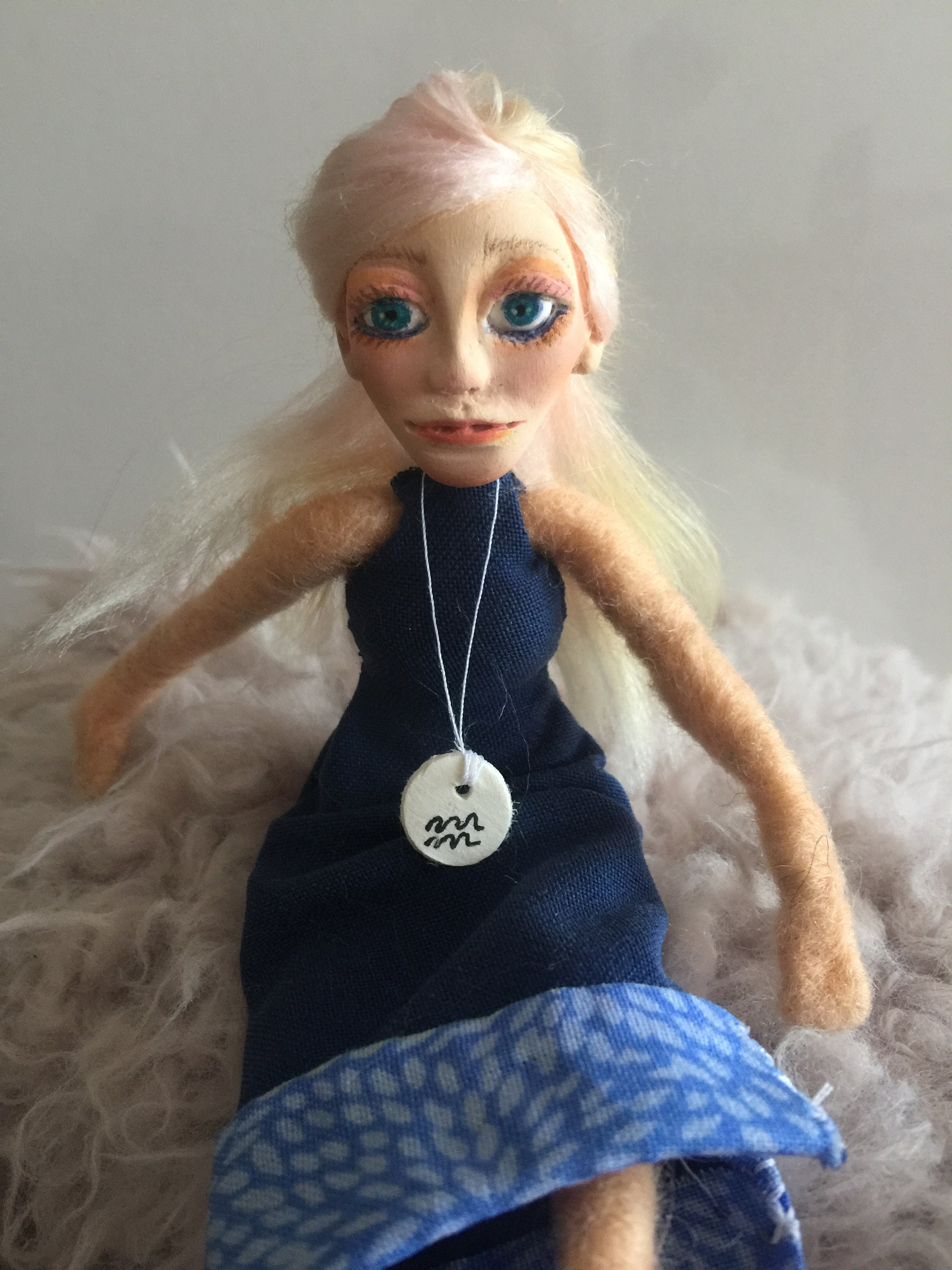 Cute Aquarius Good Luck Posable Doll, Little Doll, Art Doll, Zodiac ...