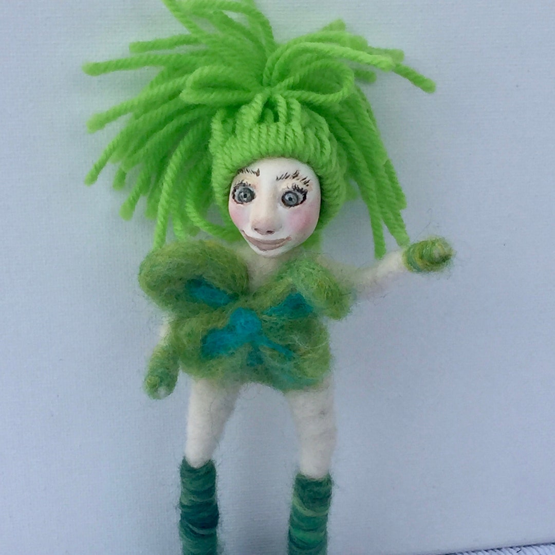 5 Inch Posable Doll, With Green Hair and Outfit - Etsy