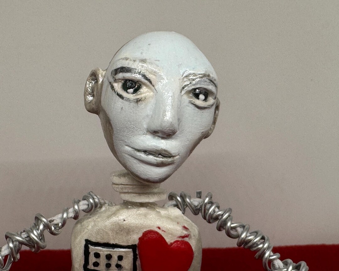 Handmade Clay Robot Art Doll With Expressive Eyes - Etsy